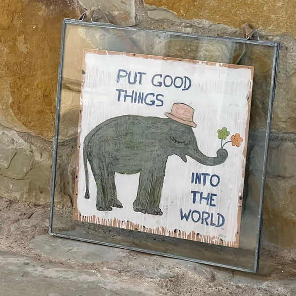 12"x12" Good Things Elephant Art Poster – Tip Top Design